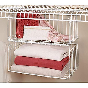 ClosetMaid 17 Inch Wide Hanging Basket Wire Shelving Accessory for Closet Shelves, Pantry Organizer, Kitchen, and Bathroom Storage, White (2 Pack)