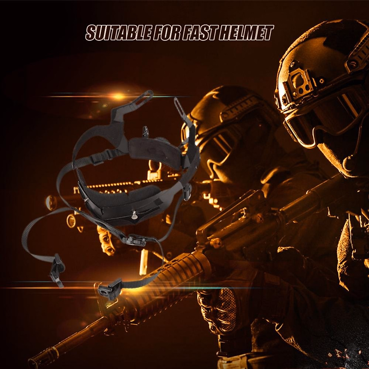 Helmet Chin Strap,Outdoor Adjustable 4 Points Chin Strap Compatible with Fast Helmet Accessory (Black)