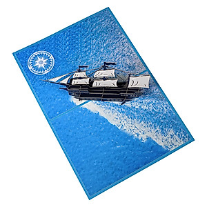 Magic Ants 3D Pirate Ship Pop Up Card - Handmade Greeting Card for Kids, Dad, Husband - Perfect for Birthdays, Fathers Day, Graduation, Anniversaries, and All Occasions