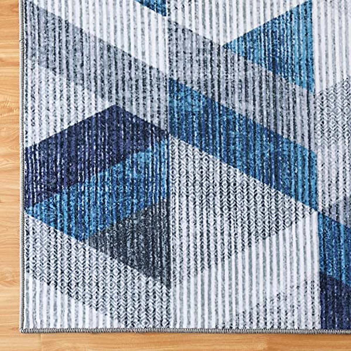 Zacoo Abstract Area Rug, Geometric Diamond Lattice Rug Moroccan Modern Area Rug Bedroom Rug Low Pile Small Throw Carpet for Living Room Dining Room Nursery, Navy/Grey, 4 x 6 Feet