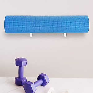 Yoga Mat Holder Wall Mount, Exercise Mat Wall Rack Yoga Mat Storage Rack Durable Yoga Mat Organizer Home Gym Accessories for Hanging Foam Rolle Fitness Resistance Band Hanging Wall Rack
