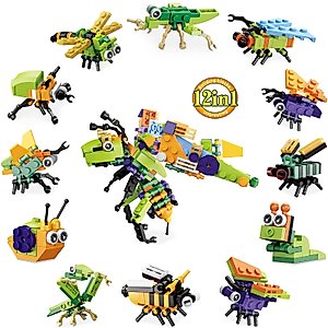 JOYPRO 12 Small Animals Building Blocks Sets for Kids Surprise with 12 in 1 Insect Animal Set Goodie Bags for Birthday Gift, Party Favors, Classroom Prizes (12 Box)