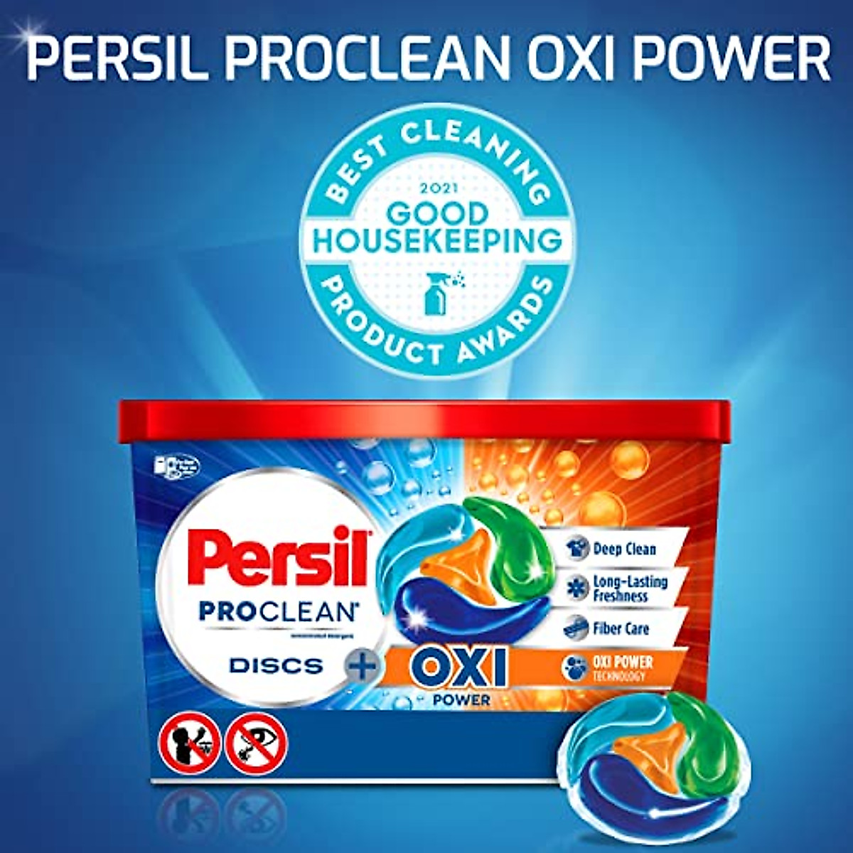 Persil Discs Laundry Detergent Pacs, Oxi, 38 Count (Pack of 2)