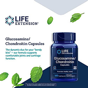 Life Extension Glucosamine / Chondroitin Capsules - Joint Health Supplement Pills - Advanced Formula for Healthy Cartilage, Knee Support & Joints Strength - Gluten Free, Non-GMO - 100 Capsules