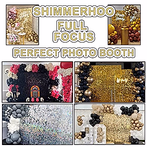 Black Shimmer Wall Backdrop - 24 pcs Decorations Panel | Wedding, Birthday, Anniversary, Engagement & Bridal Shower Party Decor | Glitter Bling Sequins Photo Backdrops Sheets (Black)