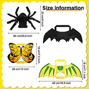 4 Pcs Halloween Pet Costume Spider Dragon Bat Butterfly Dog Costume Adjustable Adhesive Cosplay Bat Wings for Small Dogs and Cats Funny Cat Dog Costume Halloween Party Supply