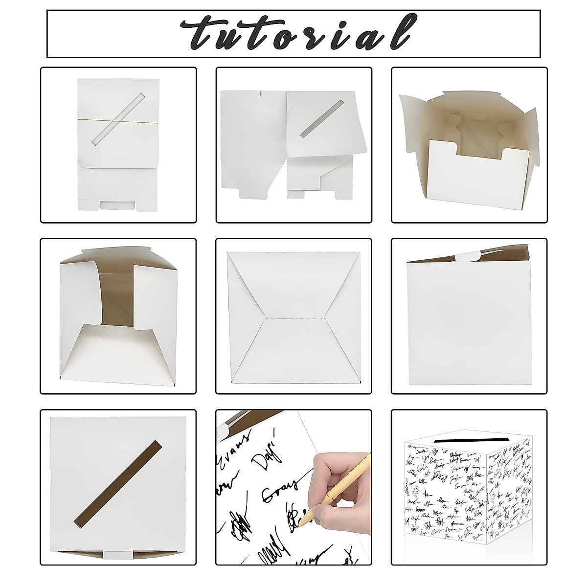 SietDESEO 2 Pcs White Card Box Diy Gift Card Box Money Card Box Holder for Wedding Reception Baby Shower Bridal Shower Birthday Party Supplies