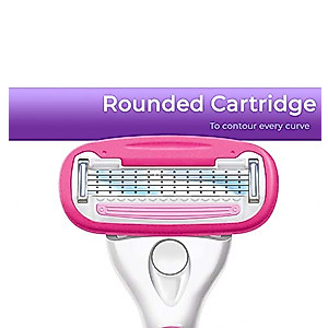 Personna Women's 5 Blade Razor System - Women's Shaving Razors - Razor Handle with 12 Replacement Cartridges Pink