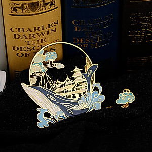 Metal Bookmarks Fox Bookmark Exquisite Suzaku Book Markers Anime Bookmark Gold Cutout Bookmark Cool Reading Book Lovers Gifts for Readers Girls Women Boys Kids Men Best Friend Whale Jump