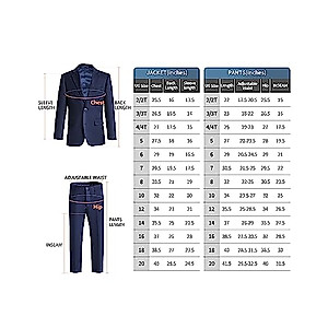 Happy Planet Boys' Suit Slim Fit 5 Piece, Adjustable Waist, Boys Formal, Dark Blue, 8