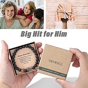 THEMEROL Easter Basket Stuffers Teen Boy Gifts Kids Cross Bracelet for Men Confirmation Black Beaded Christian Teenage 13 Year Old Boy Gifts Ideas Birthday Christmas Day Stocking Valentines