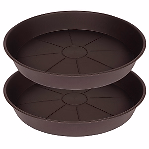 Angde 2 Pack of Plant Saucer 20 22 inch (19.5 Inch Base), Deep Heavy Duty Plastic Plant Saucers 20" Round, Flower Plant Trays for Indoors Outdoor, Plant Drip Tray for Planter 18-22" (Chocolate Brown)