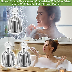 Dreyoo 3 Piece Shower Knob Replacement Compatible with Price/Pfister Verve Tub Shower, Bathtub Faucet Handle Remodel Trim Kit Include 1 Hot 1 Cold 1 Diverter and 3 Screws(Brushed Nickel)