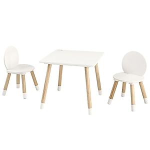 VEVOR Kids Table and Chairs, Toddler Table and Chair Set, Children Wooden Multi-Activity Table for Play, Art, Craft, Reading, Learning, Eating, 1 Table and 2 Chairs