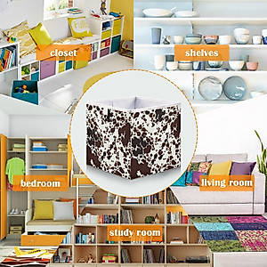 Kigai Cow Print Cube Storage Bin, Large Foldable Storage Basket Toy Clothes Organizer Bin for Shelf, Closet, Nursery, Bedroom, Office, Home Decor-11 x 11 x 11 Inch