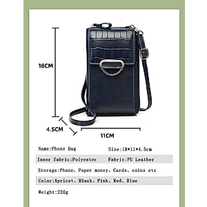 Women Crossbody Phone Bag, Small Messenger Shoulder Bag Cash Handbag Wallet Purse New in 2022 (BLACK)