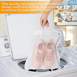 KASCLINO Sneaker Washing Machine Bag, Laundry Dryering Net Bag for Shoes Portable Sneaker Mesh Washing Bag with Elastic Strap Zip Closure for Boost Slipper Shoes