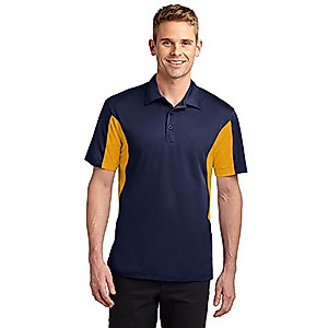 SPORT-TEK Men's Side Blocked Micropique Sport Wick Polo 3XL True Navy/Gold