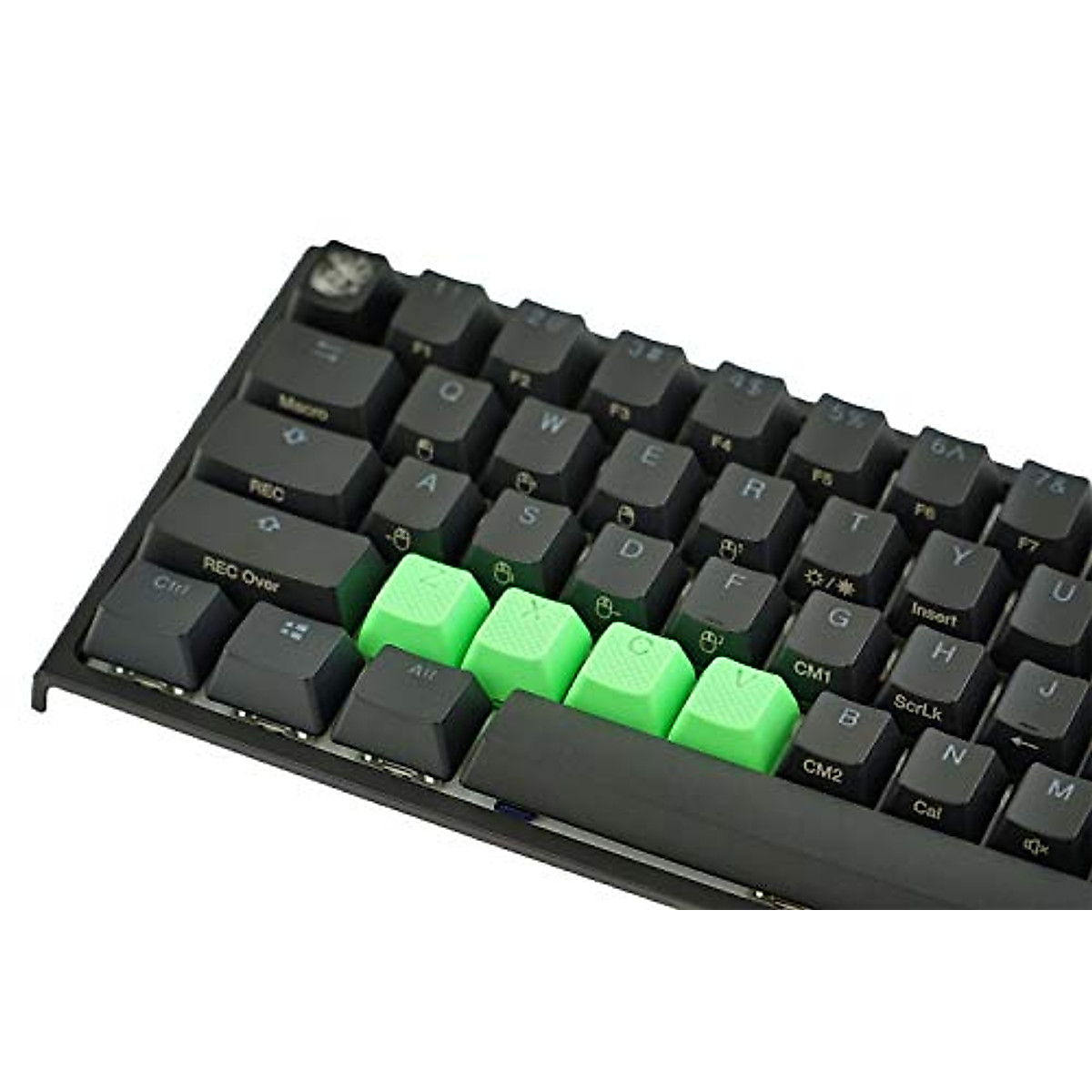 Rubber Gaming Backlit Keycaps Set - 4 Keys for Z, X, C, V, Cherry MX Mechanical Keyboards Compatible OEM (Neon Green)