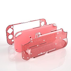 Switch lite Clear Protective Case, Switch lite Glitter Hard Case - Coral