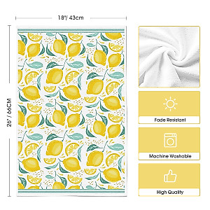 Artoid Mode It's Summer Time Lemons Kitchen Dish Towels, 18 x 26 Inch Seasonal Summer Fruit Ultra Absorbent Drying Cloth Tea Towels for Cooking Baking Set of 4