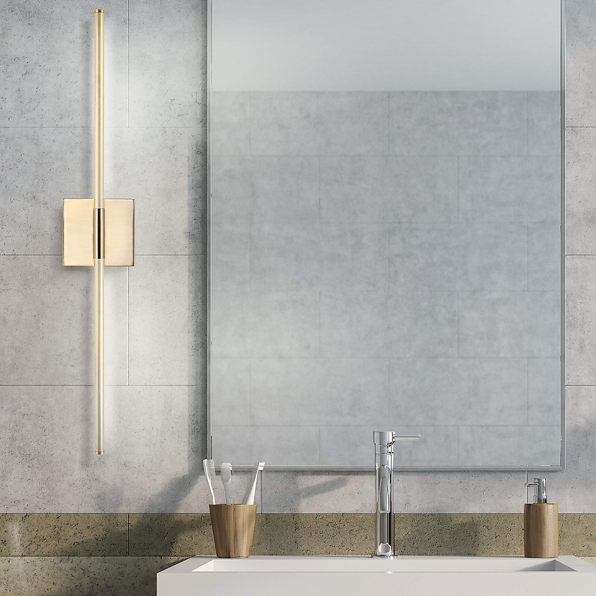 JONATHAN Y JYL7022B Makena 28" Dimmable Integrated LED Metal Wall Sconce, Minimalistic,Modern,Contemporary 3000K LED Bulbs for Bedroom, Living Room, Bathroom Hallway, Gold