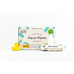 Aqua Wipes Originals Baby Wipes - Vegan, Sensitive, Biodegradable Wipes with 99.6% Water. Suitable for Newborns (Printed Carton of 12 Packs of 64 Wipes, 768 Wipes)