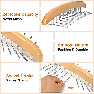 Resovo Tank Top Hanger with Premium Wood, 24 Large Capacity, Space Saving,360 Degree Rotating, Foldable Metal Hooks, Tank Tops