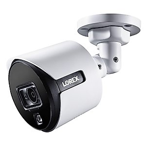 Lorex C881DA 4K Ultra HD Analog Active Deterrence Security Bullet Camera with Color Night Vision, 2.8mm, 135ft IR NV, IP67, White, (Only Camera) (Renewed)