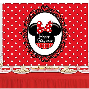Red Mouse Backdrop Mouse Birthday Party Supplies Mouse Birthday Decorations for 1st 2nd 3rd 10th 13th Girls Birthday Decor,5X3ft