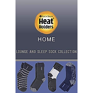 Heat Holders Mens Luxury Cozy Soft Fleece Lined Fluffy Bed Socks for Sleep (Black (Olwen), 7-12)