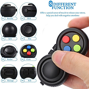 Cool Pop Fidget Toys Set, Fidget Pad Controller, Infintiy Cube, Pop Bubble, Sprocket Chain Gadget, Sensory Anti Anxiety Stress Relief Silicone Desk Toys,Party Favours Gifts for Kids Adults (4 Pack)