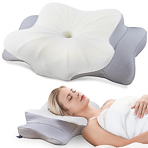 DONAMA Cervical Pillow for Neck Pain Relief,Contour Memory Foam Pillow,Ergonomic Orthopedic Neck Support Pillow for Side,Back and Stomach Sleepers with Breathable Pillowcase-Light Grey