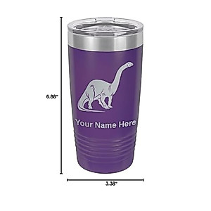 LaserGram 20oz Vacuum Insulated Tumbler Mug, Brontosaurus Dinosaur, Personalized Engraving Included (Dark Purple)