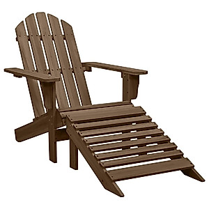 Tidyard Patio Adirondack Chair with Ottoman&Table Solid Fir Wood Brown Outdoor Fire Pit Chair Wooden Garden Armchair for Porch Pool Lawn Deck Backyard Balcony Outdoor