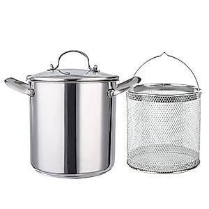 Kerilyn Deep Fryer Pot, 4.5L Stainless Steel Frying Pot With Basket, Fish Fryer With Transparent Lid, For Kitchen French Fries, Chicken Etc.