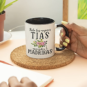 YouNique Designs Will You Be My Godmother Proposal Mug, 11 Ounces, La Madrina Gifts from Godchild, Godmother Gifts from Godchild (Black Handle)