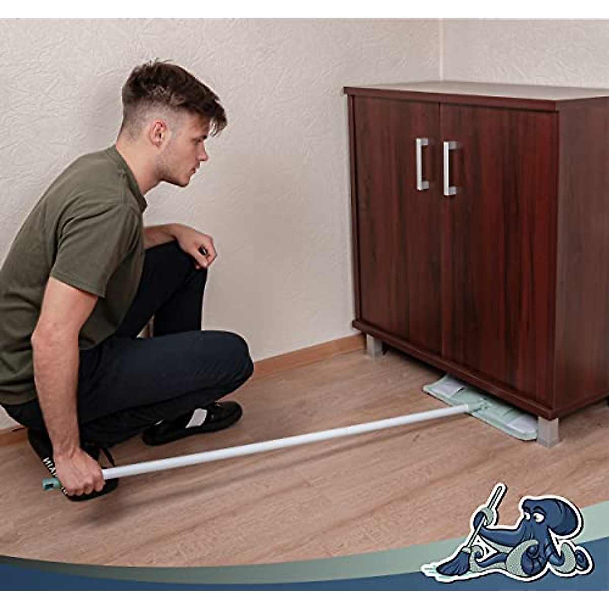 DSV Standard Professional Microfiber Floor Mop with 3 Washable Mop Pads and 1 Dirt Removal Scrubber | 360° Rotation Mop Head 16.8" | Ideal for Hardwood, Laminate, Tile & For Home/Office Floor Cleaning