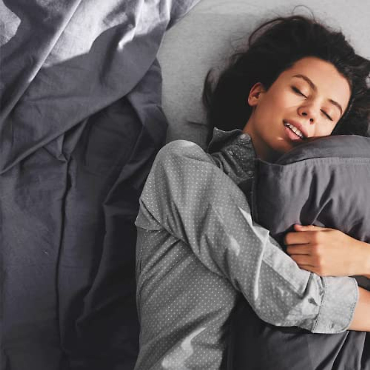 ZonLi 80''x87'' Dark Grey Duvet Cover, Oeko-tex Certified Cotton,King Size Removable Duvet Cover for Weighted Blanket