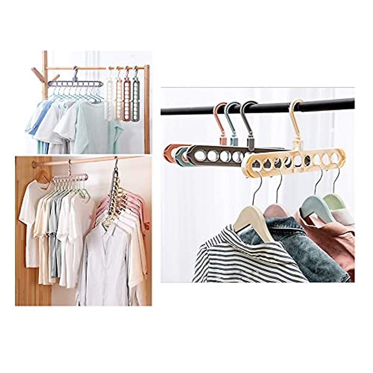 Magic Hanger Space-Saving Hanger Multifunctional Smart Wardrobe Magic Hanger Premium Wardrobe Clothing Stacking Hanger 9 Slots (Pack of 4)