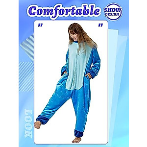 QSTYLE Adult Animal Onesie Halloween Costume,One Piece Cosplay Suit for Women and Men