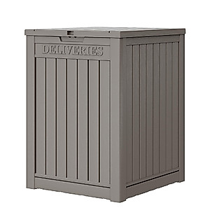 51 Gallon Resin Package Delivery Box for Outside, Storage Box with Lockable Secure, Large Double-Wall Resin Outdoor Package Delivery and Waterproof Deck Box
