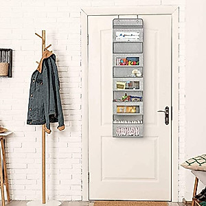 NC Hanging Handbag Organizer for Wardrobe Closet Transparent Storage Door Wall Clear Sundry Room Bedroom Bathroom Gray Hanger Pouch