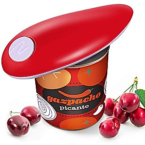 FlyBanbooElectric Can Opener, Restaurant can Opener, Smooth Edge Automatic Electric Can Opener Chef's Best Choice, Best Kitchen Gadget for Arthritis, Red, A239