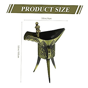 Hohopeti Antique Copper Mug Ancient Drinkware Gift Home Decoration Cup Tea Table Decoration Antique Cup Prop Retro Wine Cup Tripod Office Ornaments Zinc Alloy Chinese Style