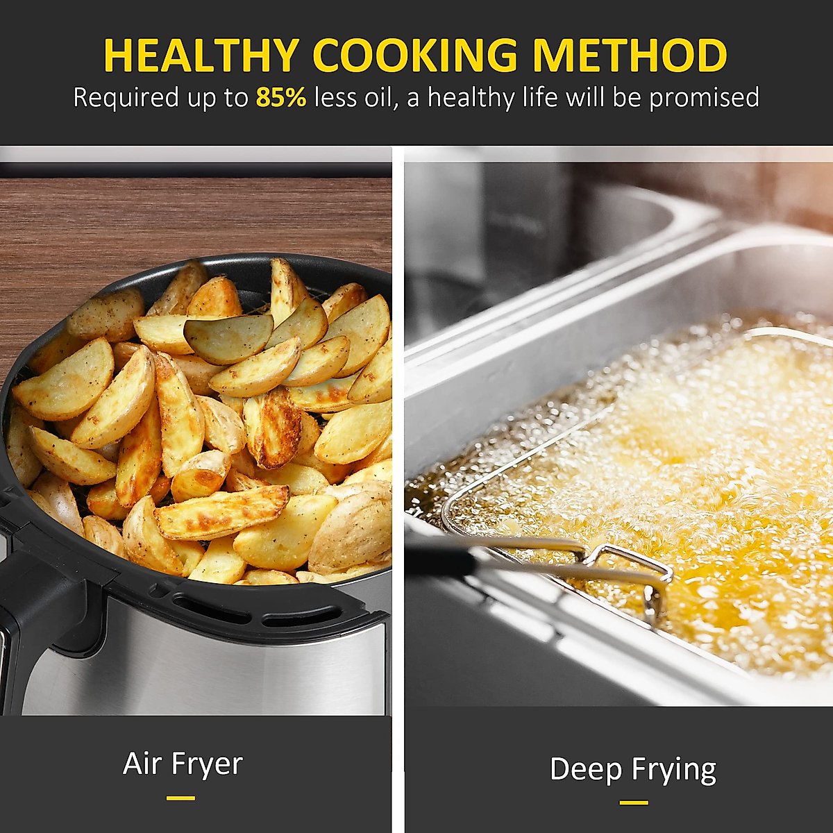 HOMCOM Air Fryer 4.7Qt, 4-in-1 Hot Oven with Air Fry, Roast, Broil, Crisp, Bake Function, Digital Touchscreen, 60-Min Timer, 8 Preset and Nonstick Basket, BPA Free