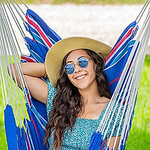 Bliss Hammocks WM-412F_2 Polyester Multi Color Hammock Chair with Collapsible Push-Pin Spreader Bar, Patriotic Stripe