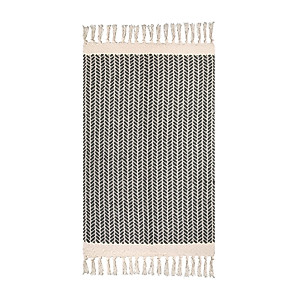 Lahome Boho Bathroom Rugs, Small 2x3 Entry Rug Washable Front Door Bath Mat Woven Cotton Area Rug with Tassels, Farmhouse Non Shedding Lightweight Grey Throw Rug Low Pile Carpet for Kitchen