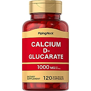 Calcium D Glucarate 1000mg | 120 Capsules | Non-GMO, Gluten Free Supplement | by Piping Rock