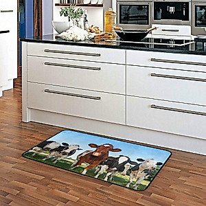 MOYYO Kitchen Mat Cute Cow Kitchen Rug Mat Anti-Fatigue Comfort Floor Mat Non Slip Oil Stain Resistant Easy to Clean Kitchen Rug Bath Rug Carpet for Indoor Outdoor Doormat